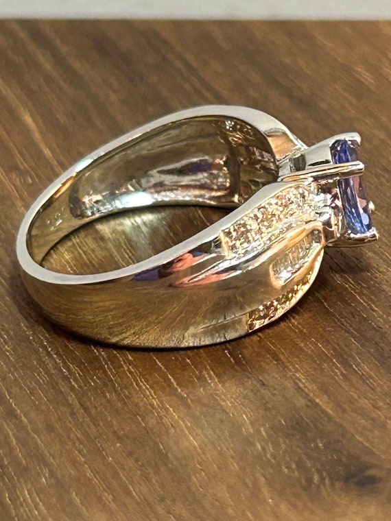 14K White Gold Tanzanite Diamonds Ring 1.5ct Sz 7.25 … - Gem