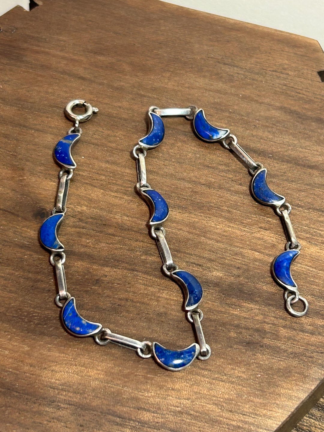 Inca Lapis 950 Sterling Moon Bracelet 8" Lazuli Peru Silver Vintage Southwestern Jewelry ...