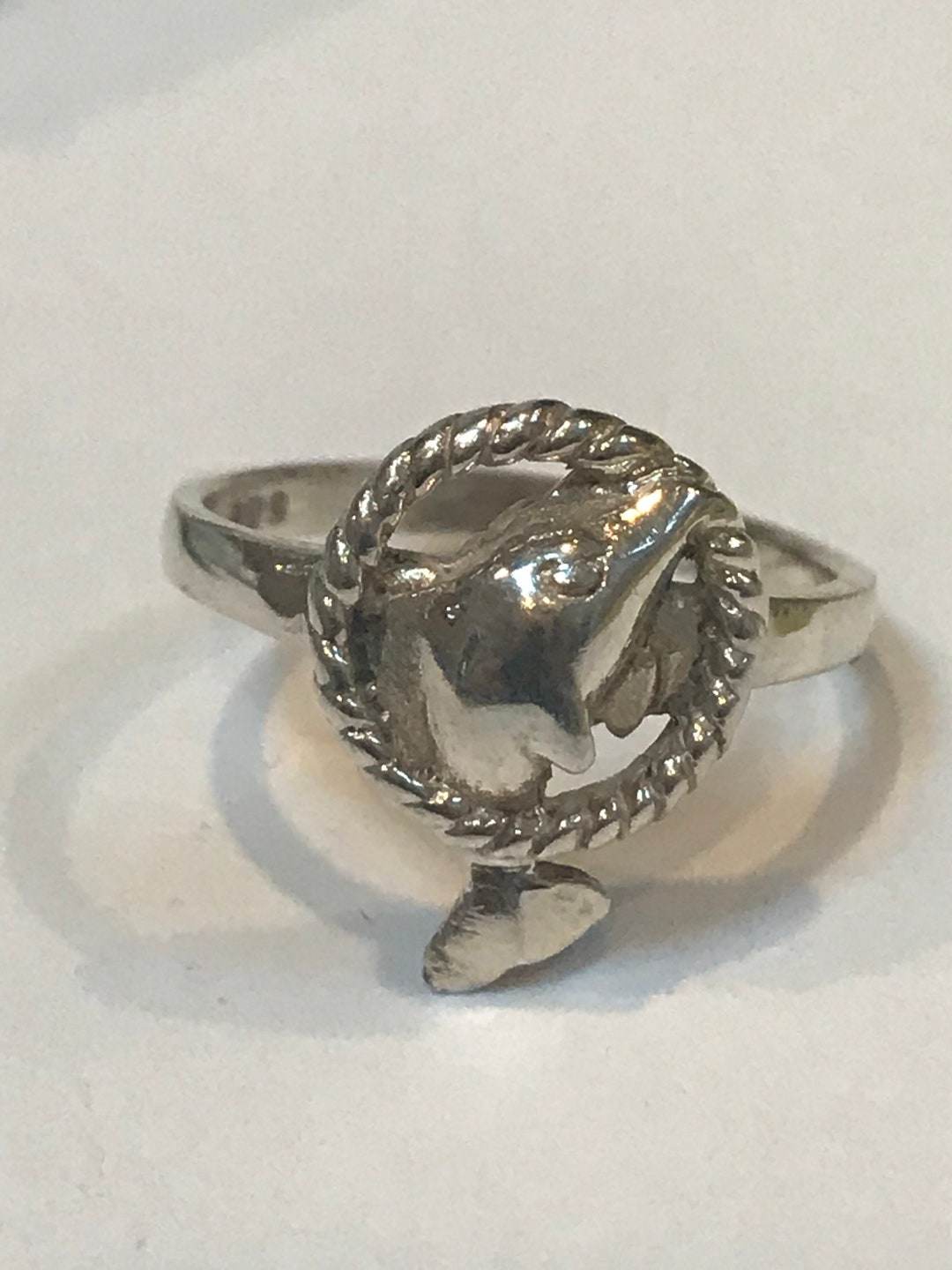 Sterling Dolphin Ring Sz 6.5 925 Silver Band Vintage Southwestern ...