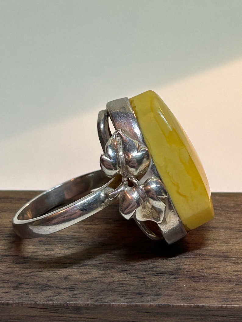 Egg Yolk Amber Sterling Ring Sz 6 Poland Polish Baltic Yellow ...