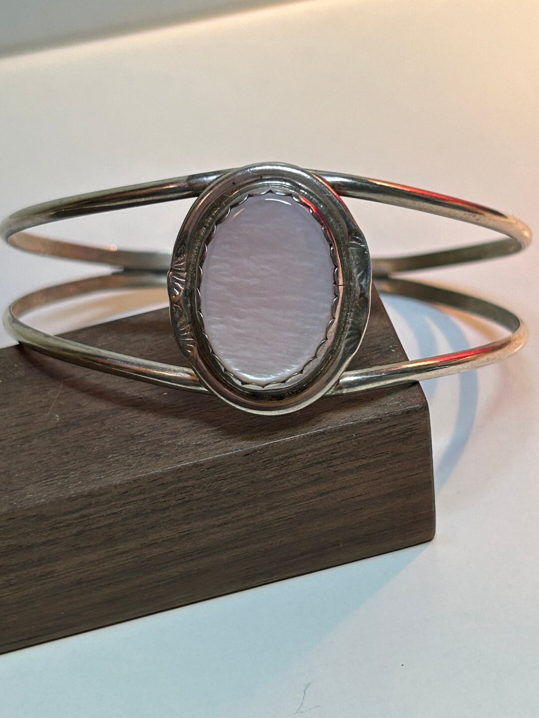 Navajo Pink Mussel Sterling Cuff Bracelet Clayton Tom 925 Silver Shell ...