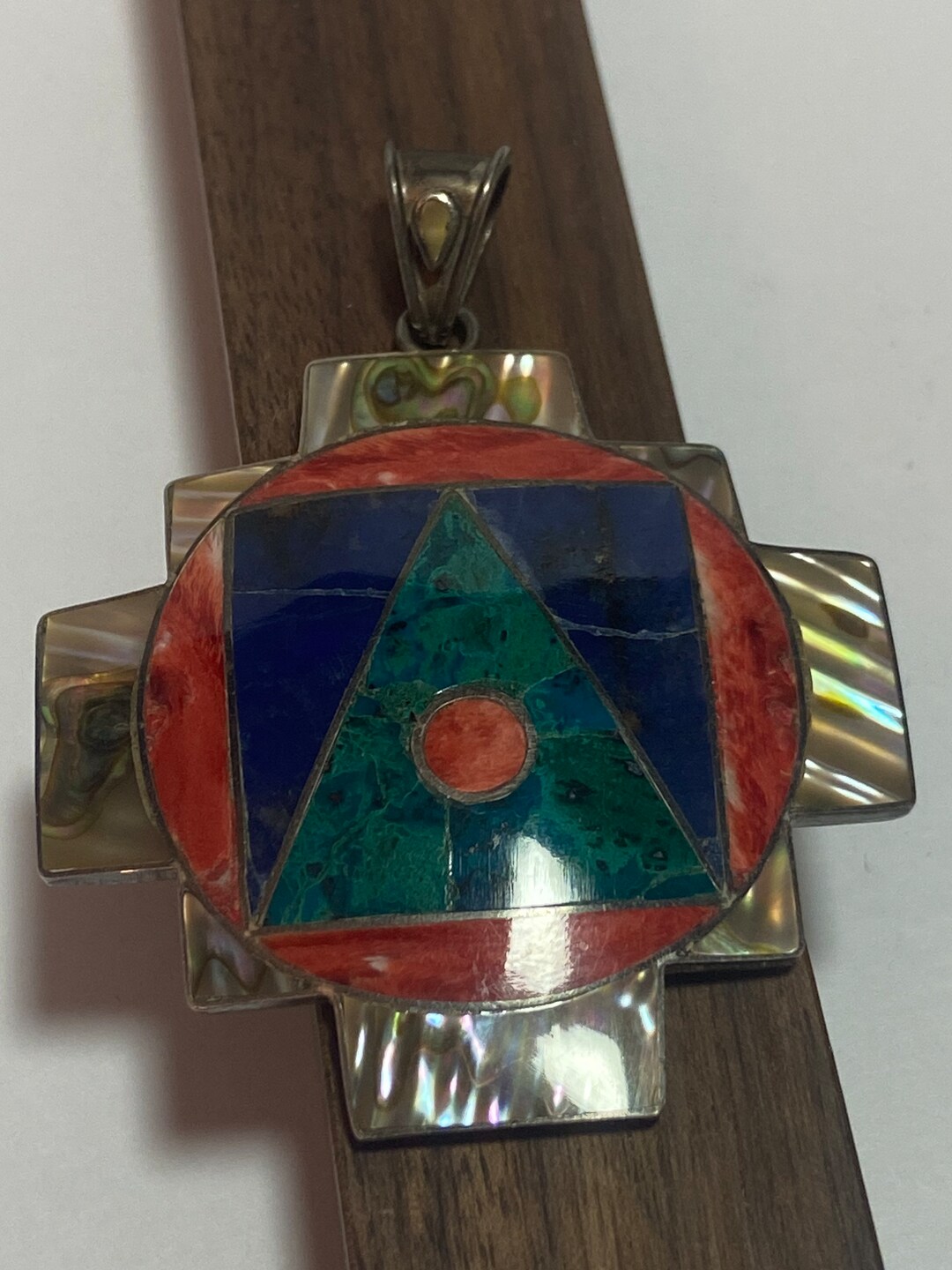 Incas Multi Stone 950 Sterling Pendant Cross Turquoise Lapis Orange ...