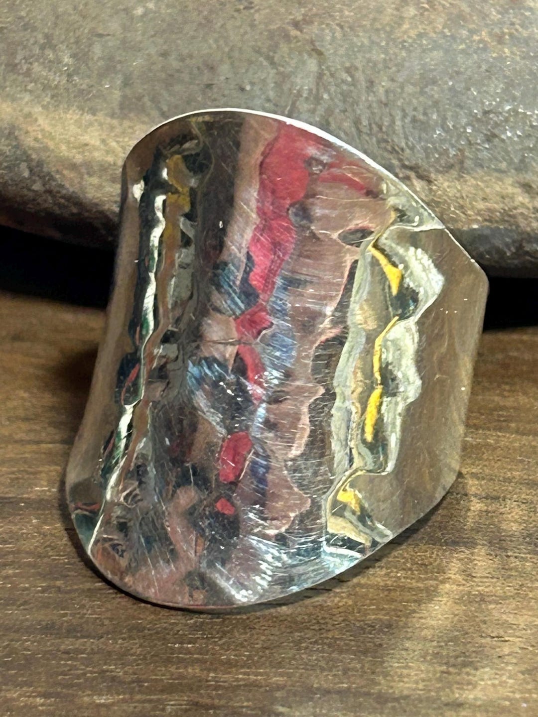 ATI Hammered Sterling Saddle Ring Sz 9.25 Mexico Mexican 925 Silver ...