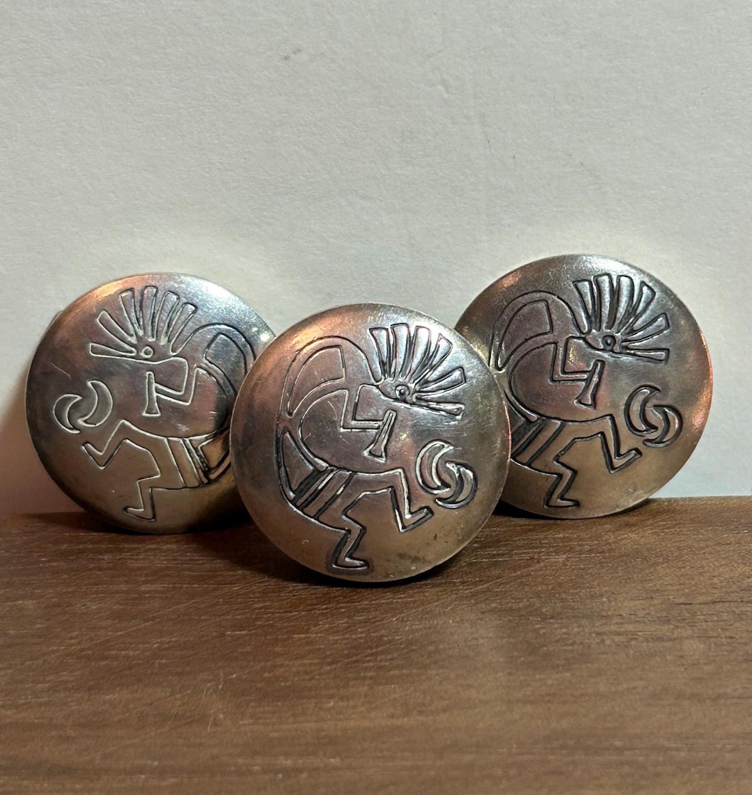 Navajo Sterling Kokopelli Button Covers Flute 925 Silver Vintage ...