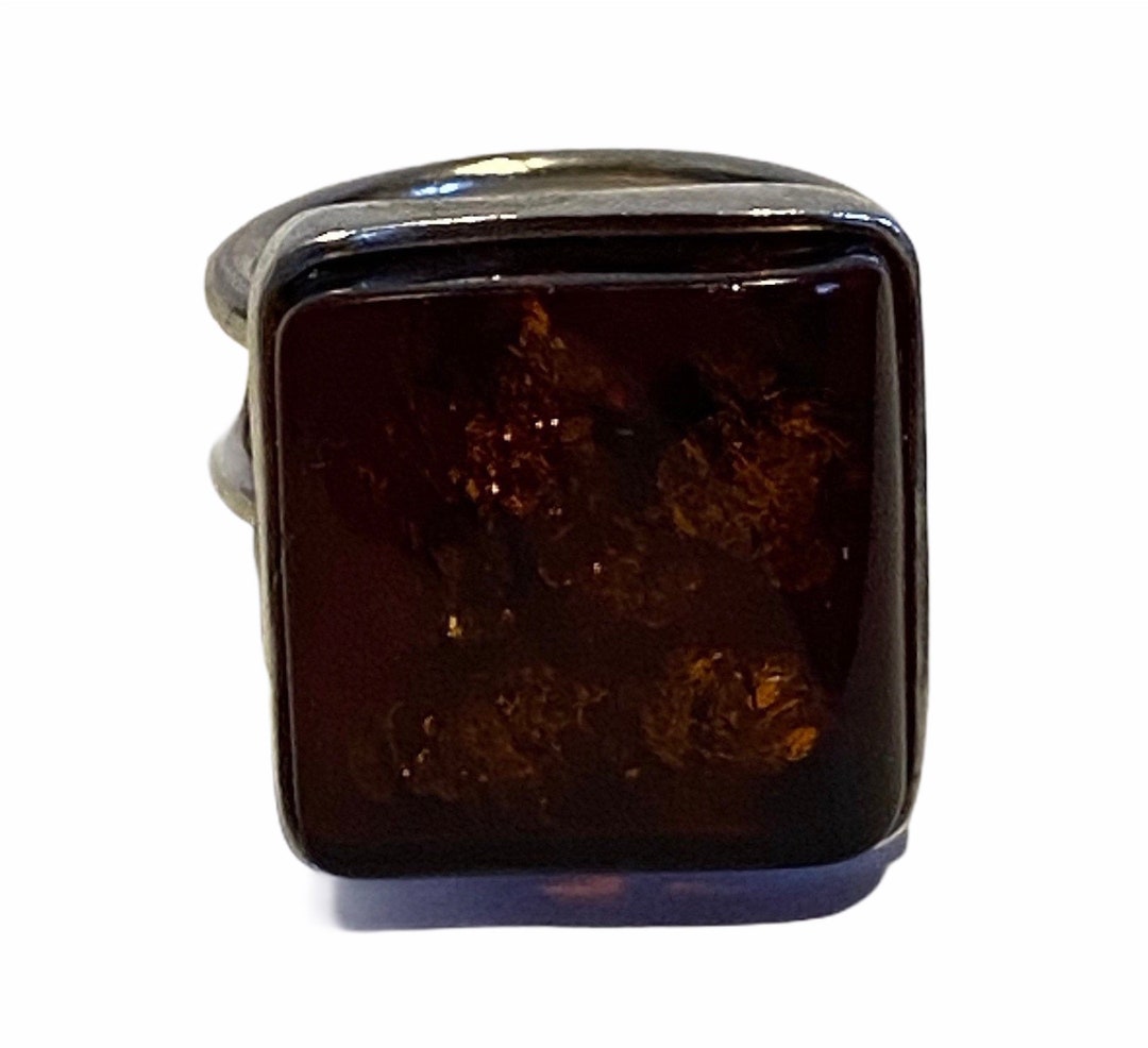 HUGE Polish Amber Sterling Ring Sz 7 Baltic V8 Valerio Poland Polish ...