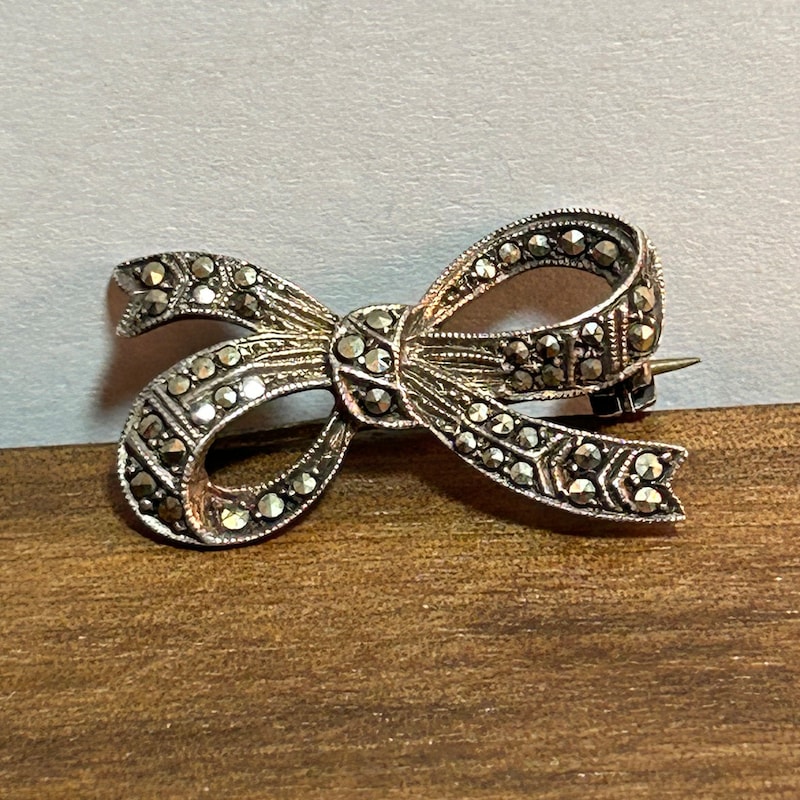 Marcasite Bow Brooch - Etsy