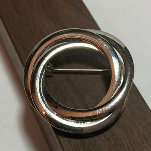 Sterling Double Circle Brooch Pin 925 Silver Interwoven Vintage ...