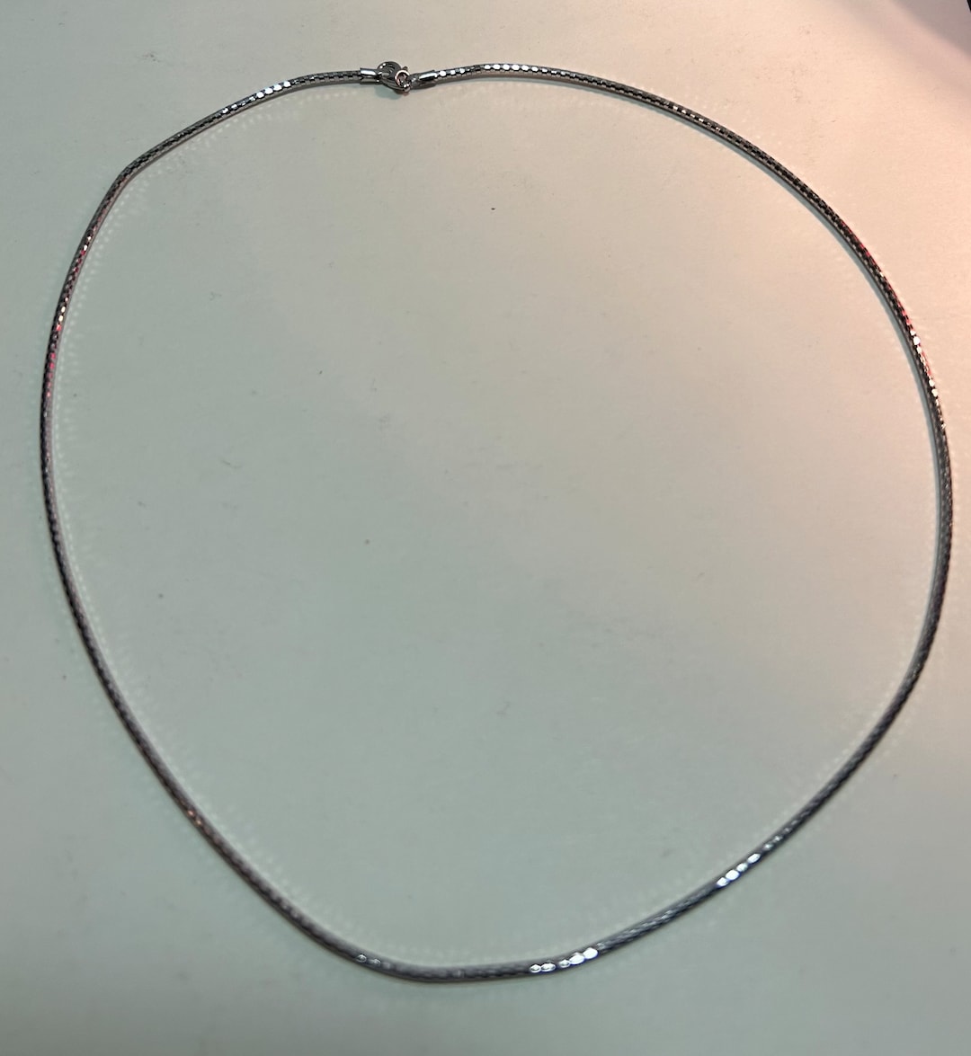 14K White Gold Round Omega Necklace Chain 1.6mm 18" Italy 14KT Vintage ...