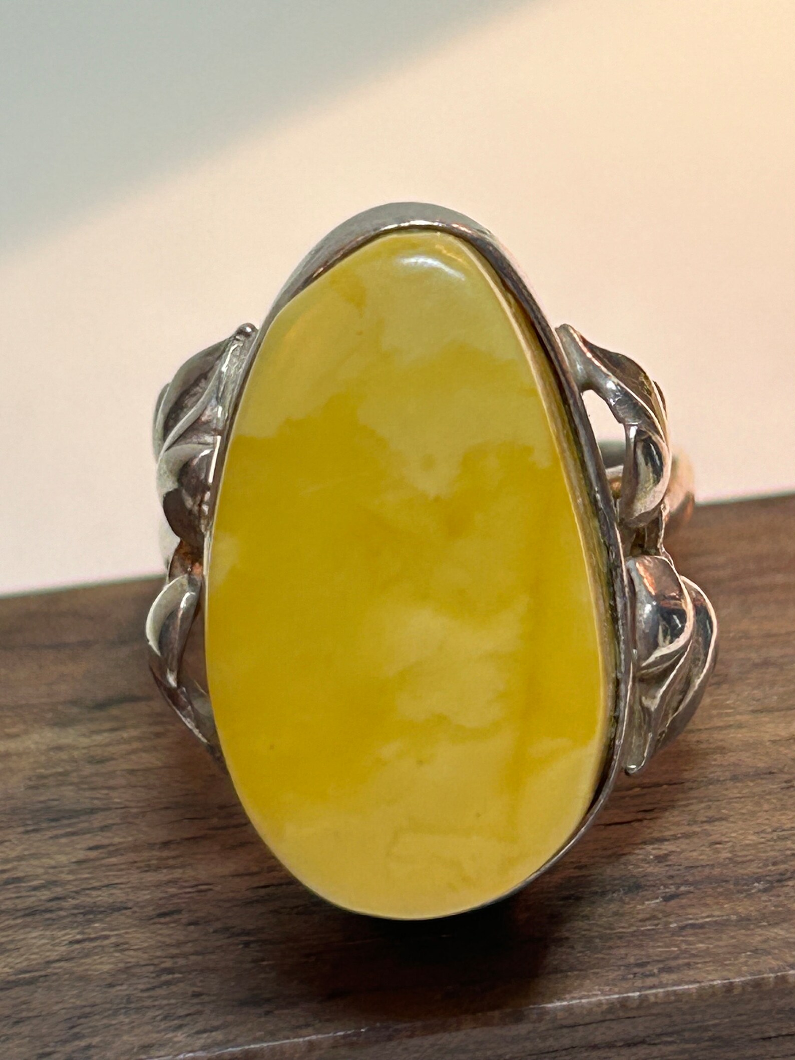 Egg Yolk Amber Sterling Ring Sz 6 Poland Polish Baltic Yellow ...