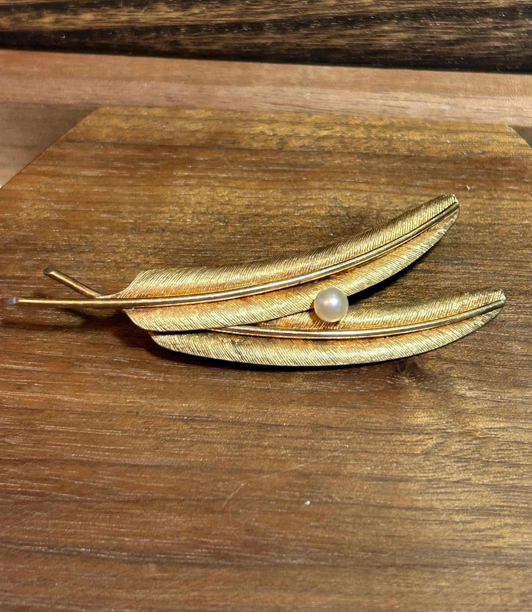 12K Pearl Leaves Brooch Pin Harry S. Bick Mid Century MCM 12KT Gold ...