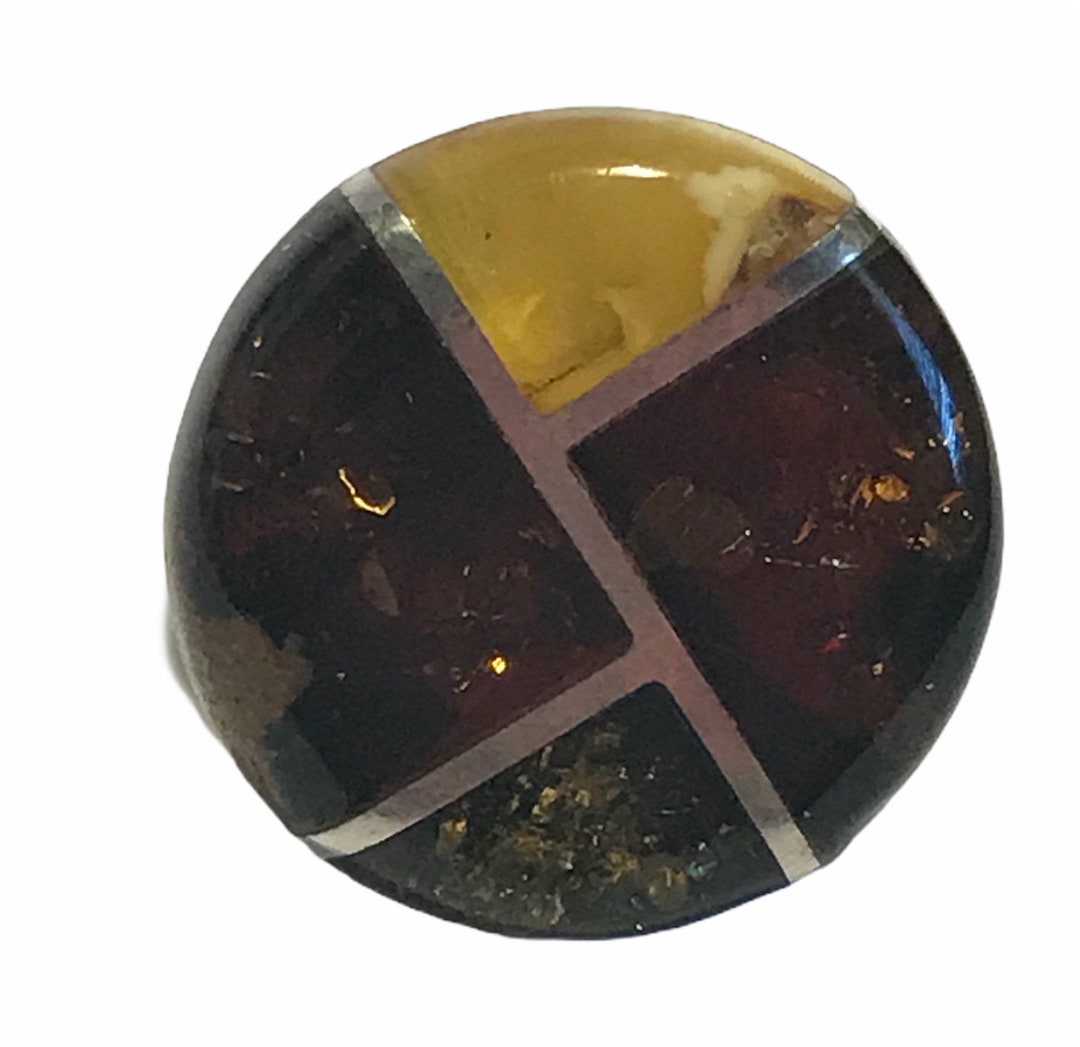Bernstein Ring Sz 7 Baltisch Bernstein Gelb Butterscotch Grün Honig 925 ...
