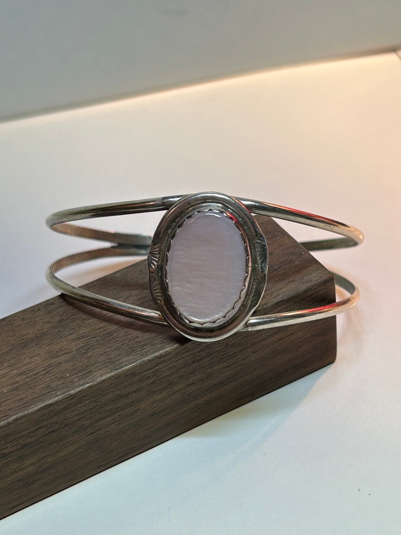 Navajo Pink Mussel Sterling Cuff Bracelet Clayton Tom 925 Silver Shell ...