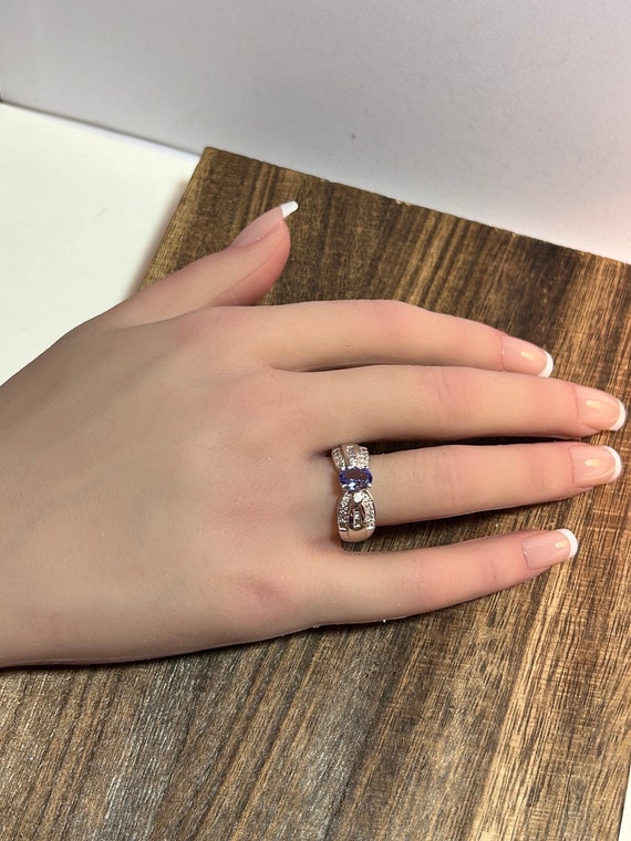 14K White Gold Tanzanite Diamonds Ring 1.5ct Sz 7.25 … - Gem