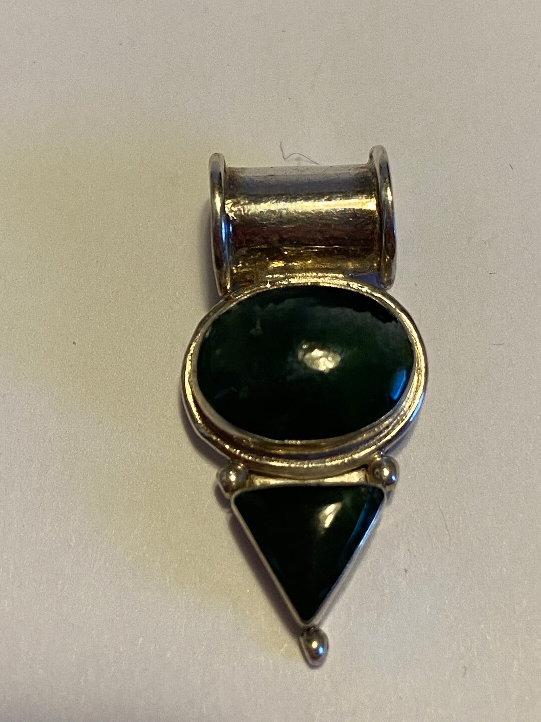 Navajo Green Jade 950 Sterling Pendant Silver Native American Vintage ...