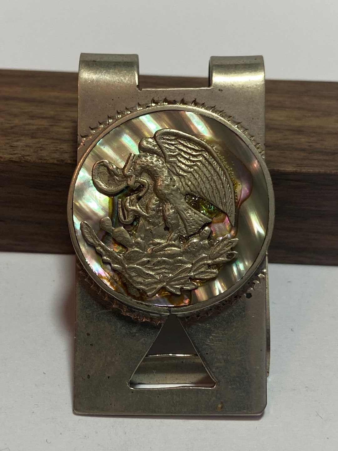 Abalone Sterling Eagle Snake Money Clip 925 Silver Steel Mexico Mexican Vintage Jewelry ...