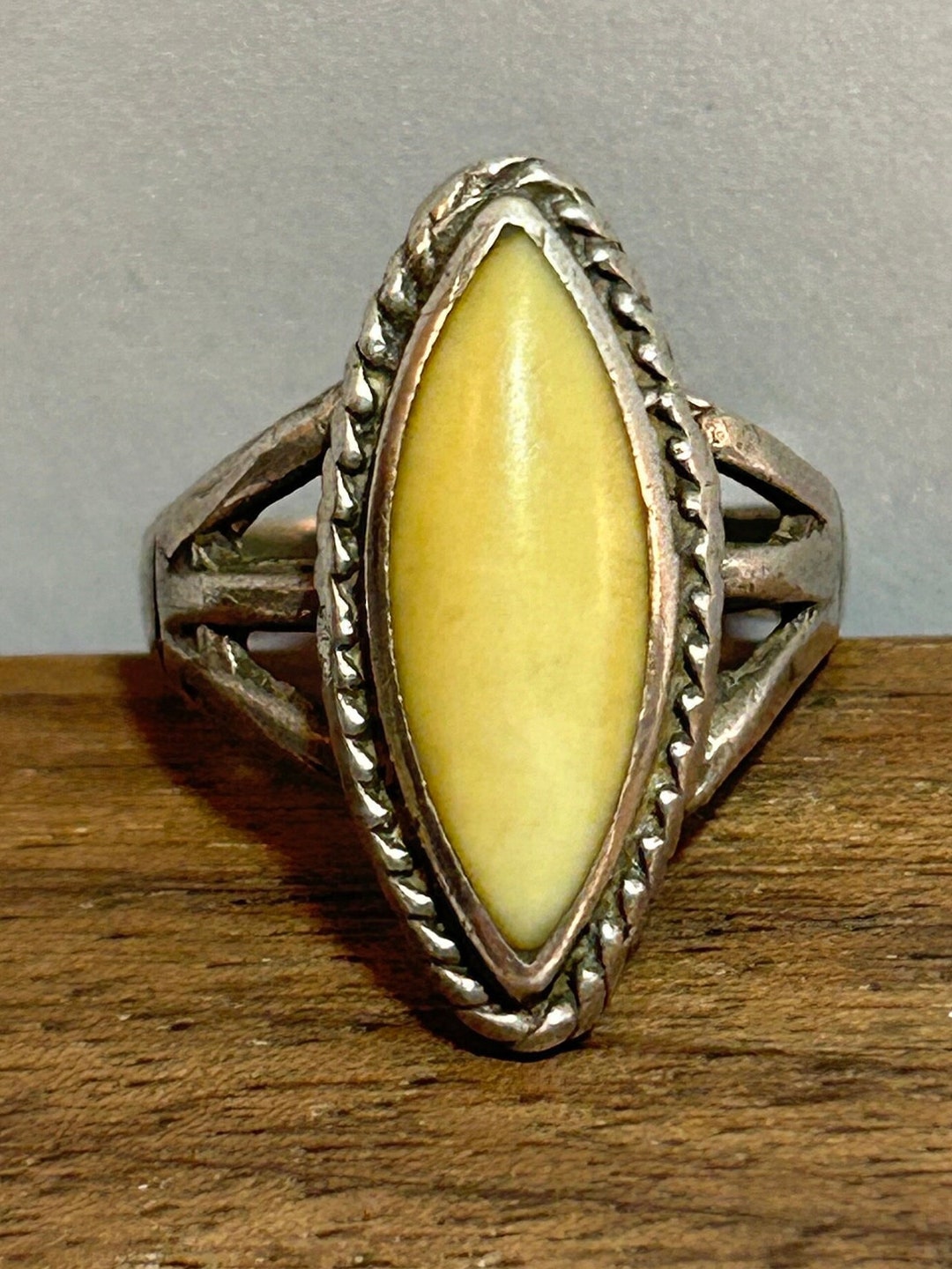 Navajo Egg Yolk Amber Sterling Ring Sz 4.5 Baltic Poland Polish Yellow ...