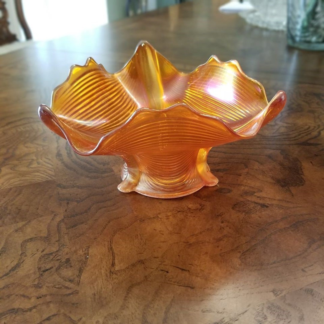 Vintage Iridescent Marigold Ruffled Scalloped Edge Candy Dish - Etsy