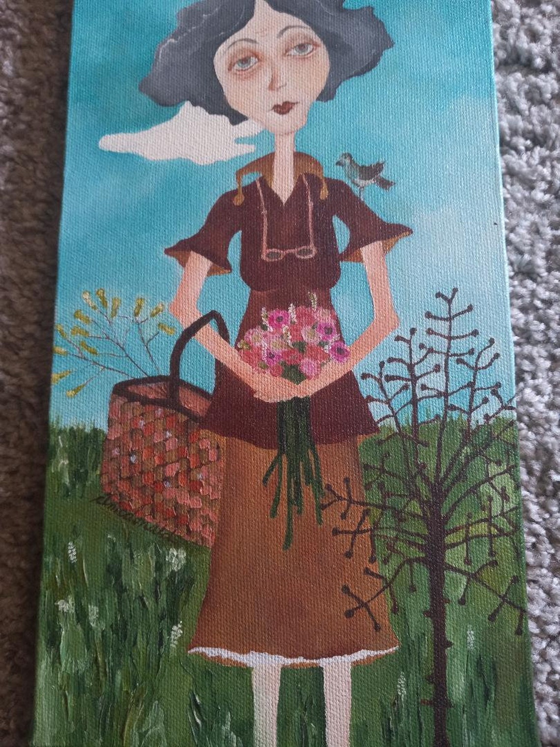 Outsider Artist: Connie Green Original Oil Painting Spring Gardening - Etsy