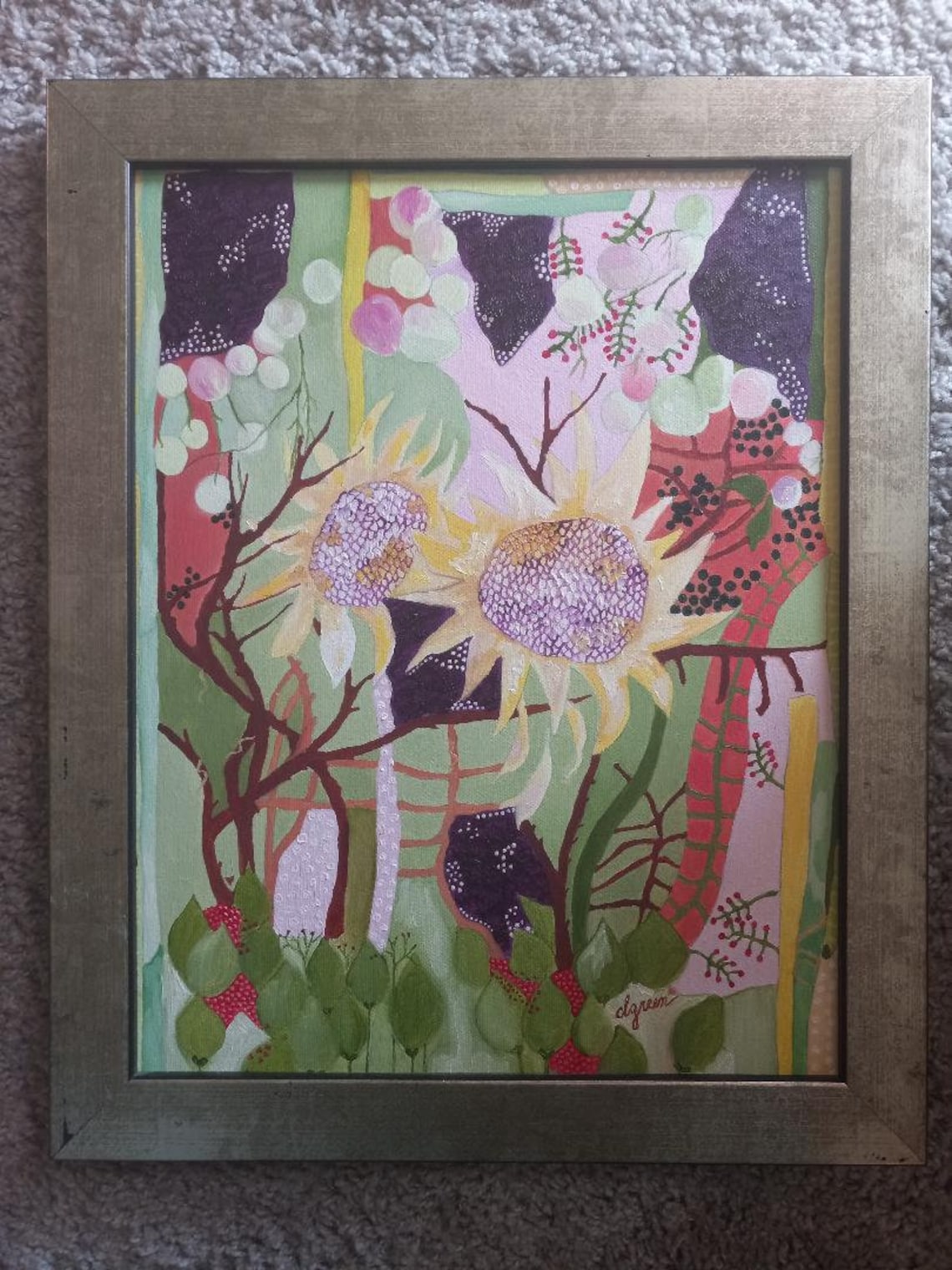 Outsider Artist: Connie Green- Original Oil Painting-"sunflowers" - Etsy