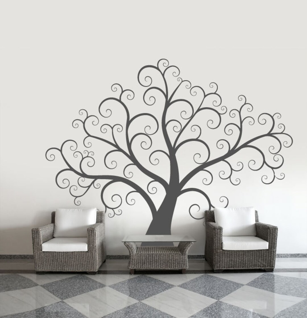 Large Decal Swirly Tree Wall Decals for Kids Rooms Wall Sticker Decals ...