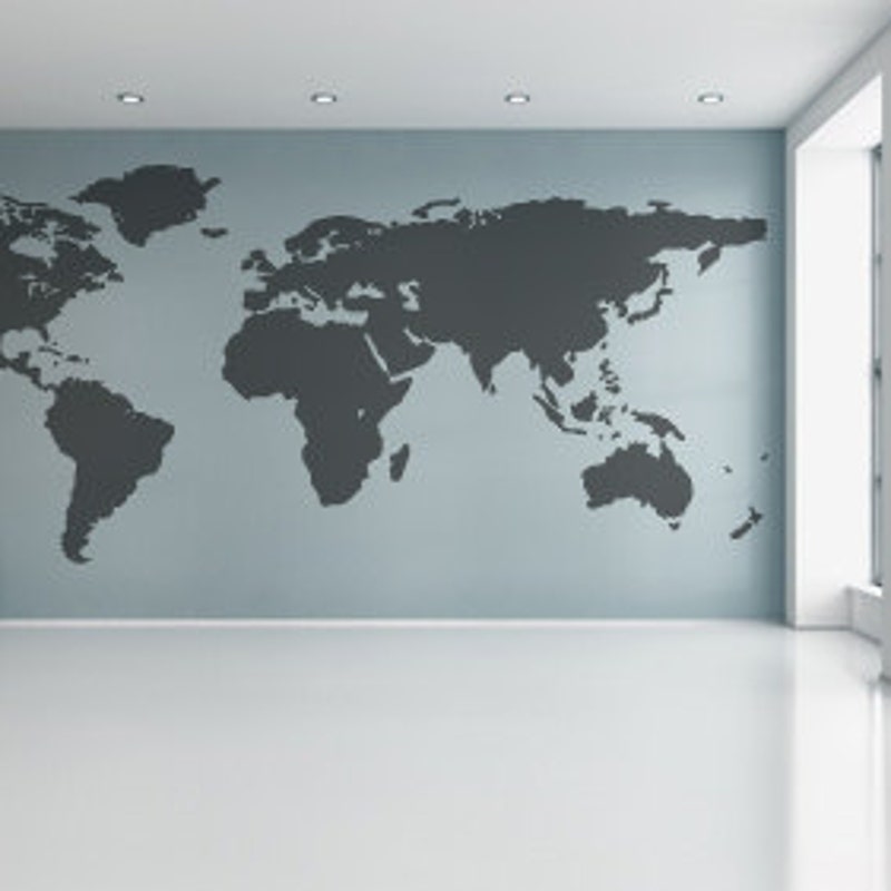 World Map Wall Decal - Etsy