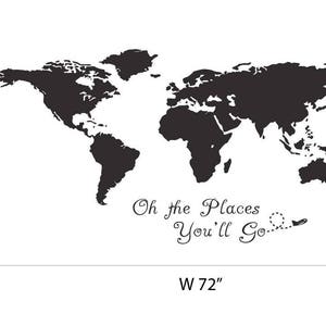 Oh the Places You Go World Map Sticker Decals Home Decor Art Cool Wall ...