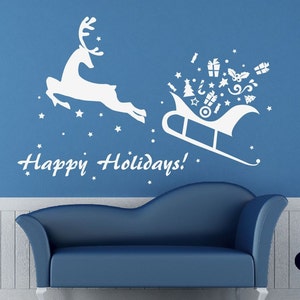 Holiday Deer Decal Holiday Wall Decals for Walls Christmas Decals ...