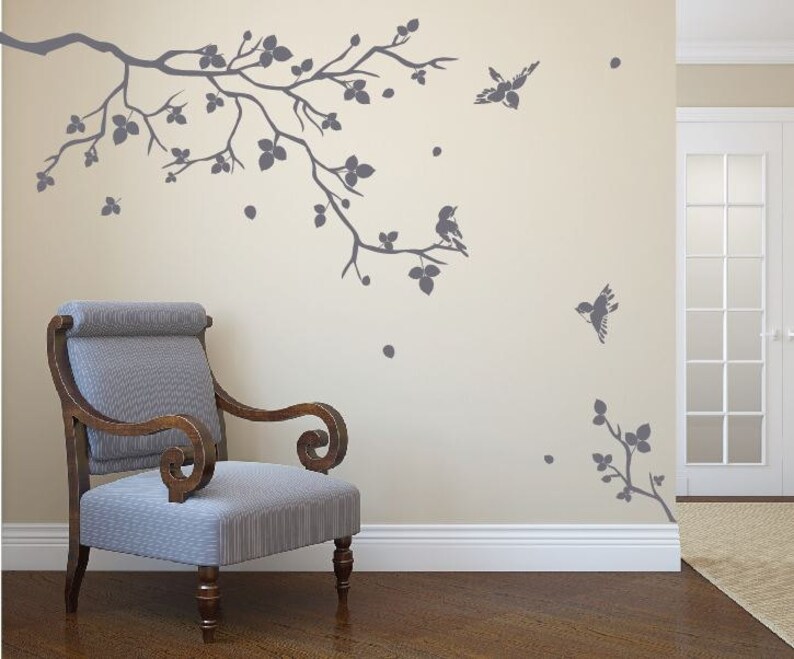 Vinyl Art Realistic Natural Tree Branch With Birds Cool Decals - Etsy