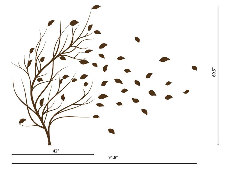 Wall Stickers for Bedrooms Decal Windy Tree Decals for Walls - Etsy