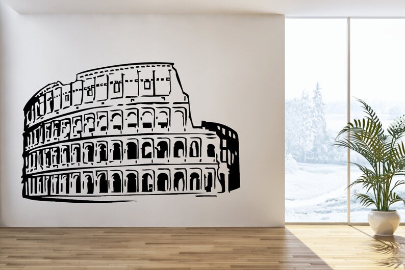 Rome Coliseum Wall Decal Interior Wall Decals Italy Skyline Silhouette ...