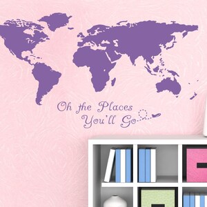 Oh the Places You Go World Map Sticker Decals Home Decor Art Cool Wall ...