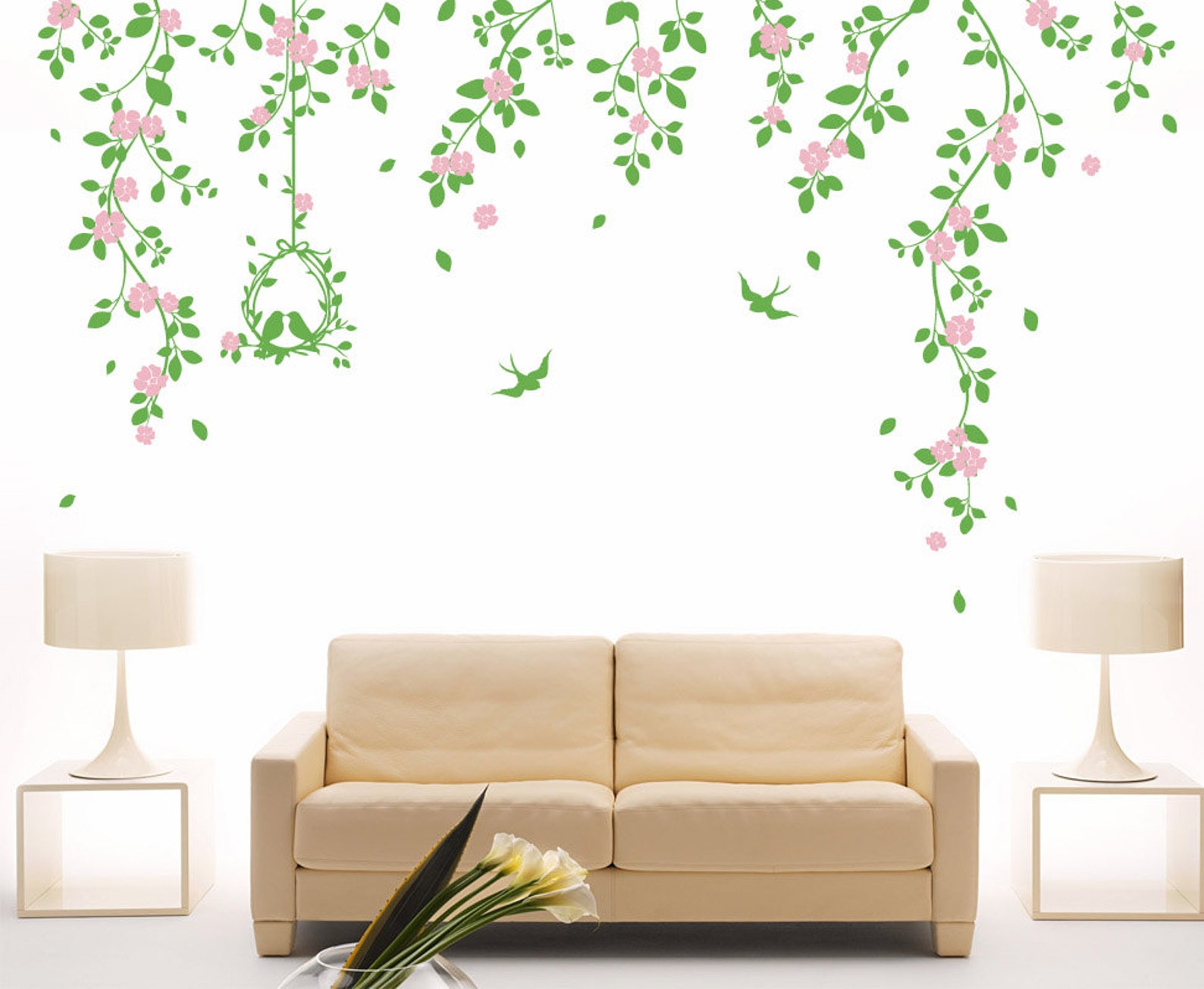 Vinyl Art Tree Branch With Birds Baby Room Designs Wall - Etsy