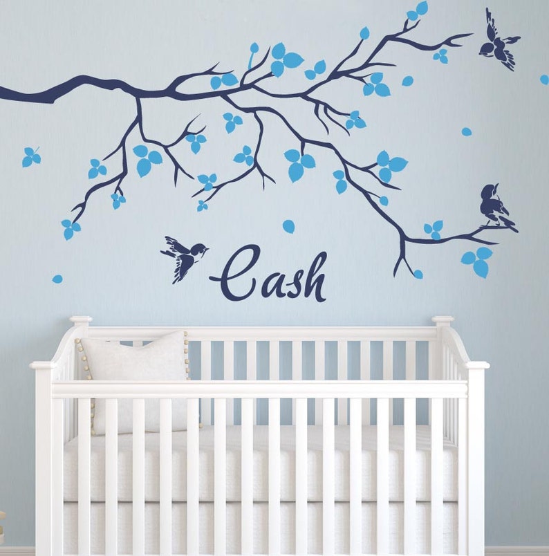 Spring Tree Branch With Birds and Leaves Wall Sticker Decals | Etsy