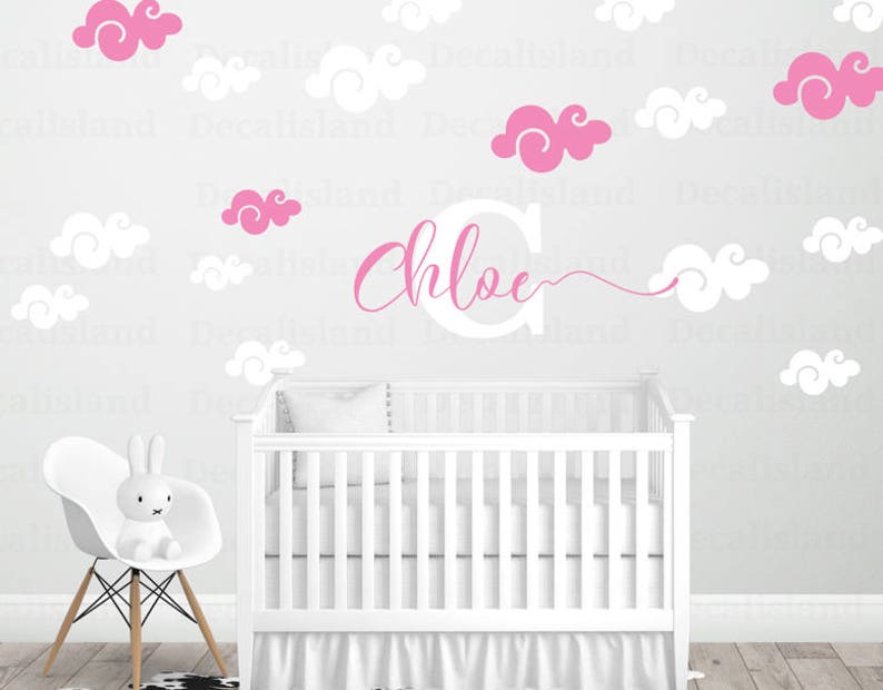 Personolized Childs Name Decal ,clouds Decal,wall Decals for Nursery ...
