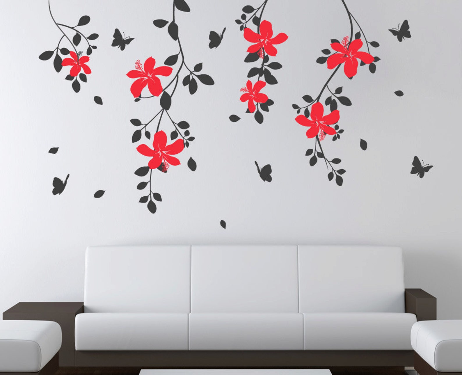 Natural Tree Branch Flowers Butterflieswall Decals Stickers | Etsy