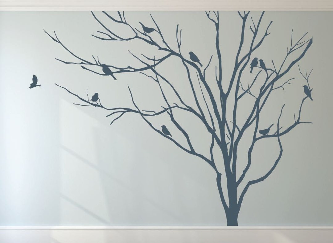 Wall and Window Decals Realistic Winter Tree Stick on Wall Art Wall ...
