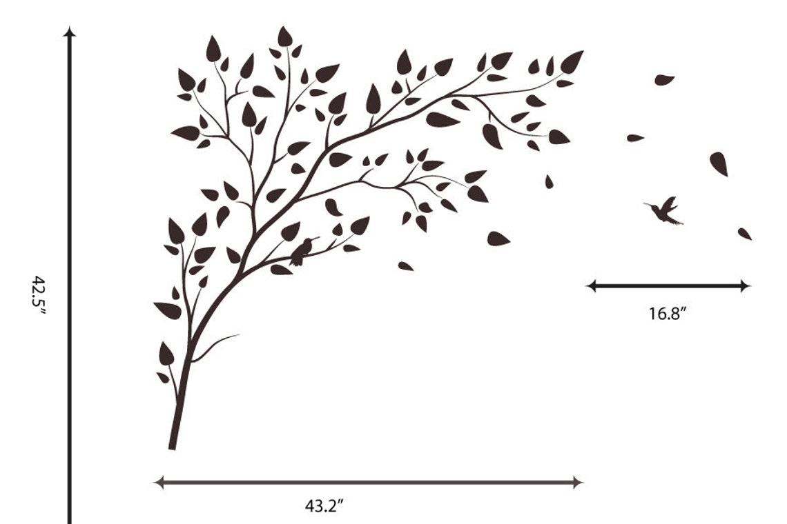 Vinyl Art Tree Branch With Birds Wall Sticker Decals Home | Etsy