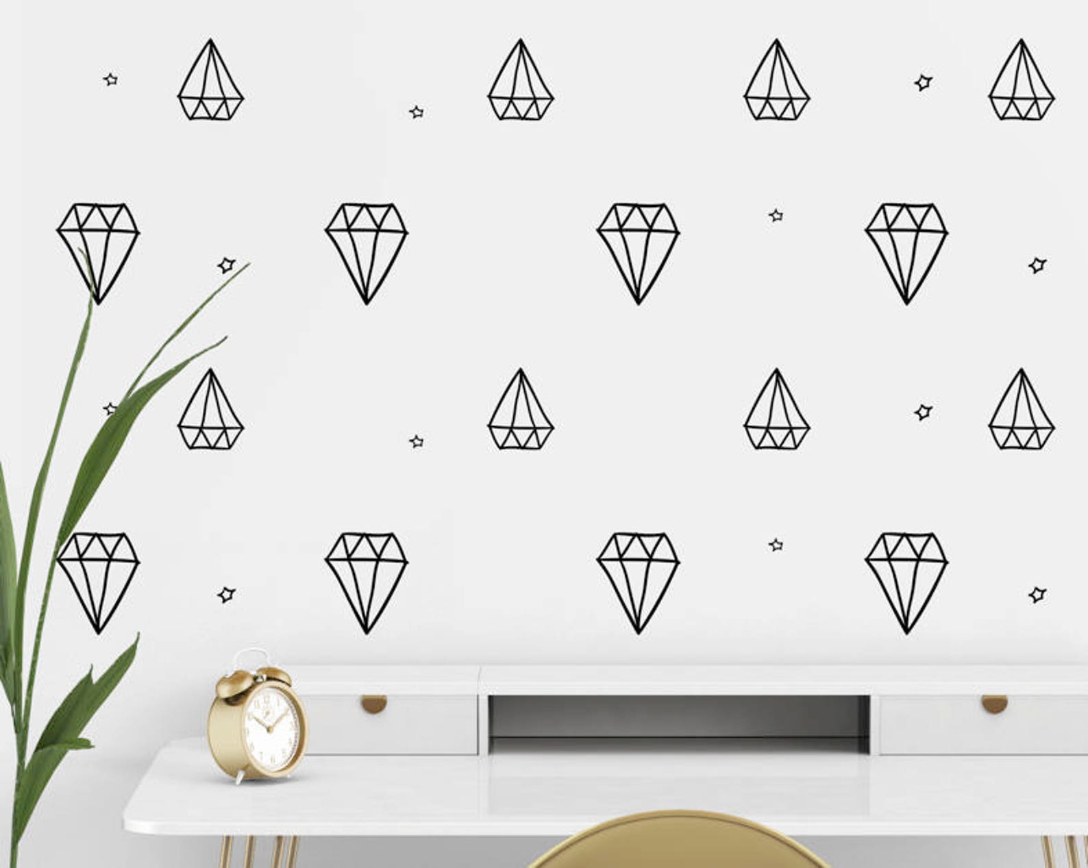 Diamond Shape Wall Pattern Decaltriangle Wall Decal Set Vinyl | Etsy