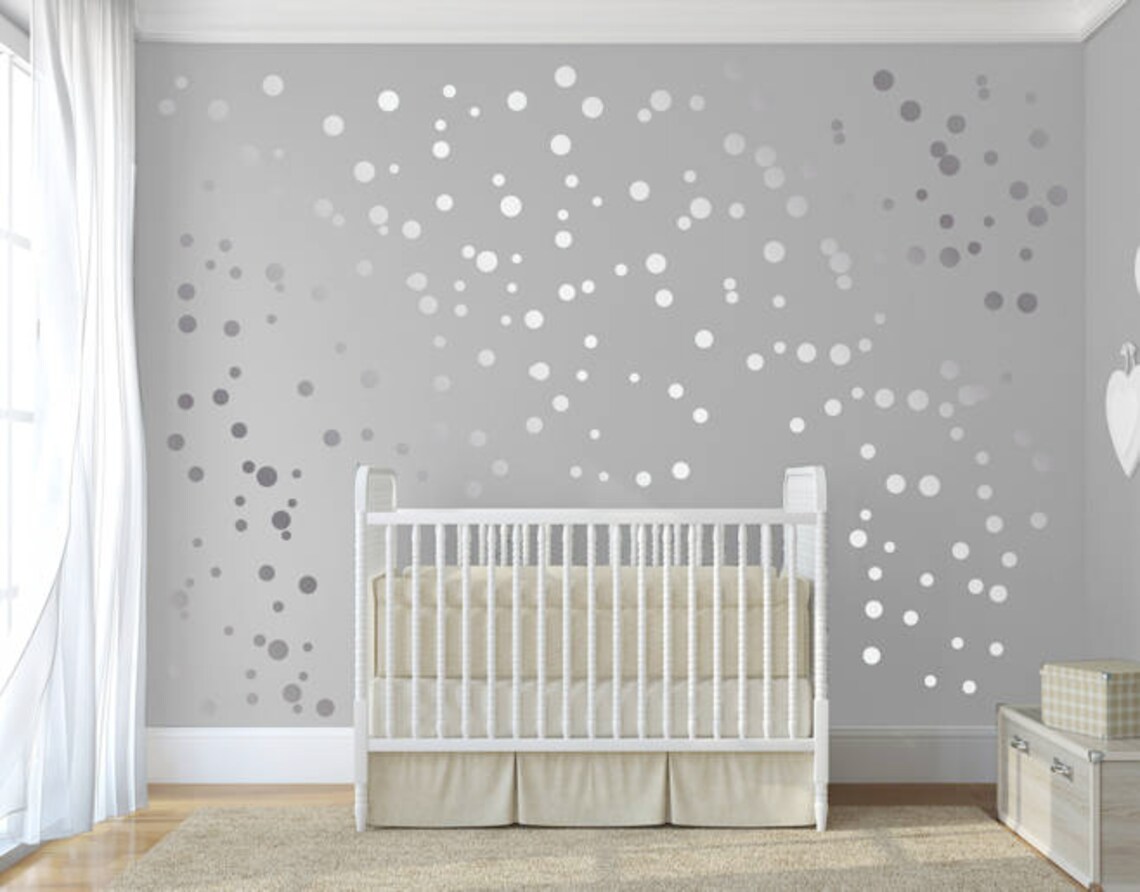 Silver Polka Dot Wall Stickers Stick on Wall Art Silver Vinyl - Etsy