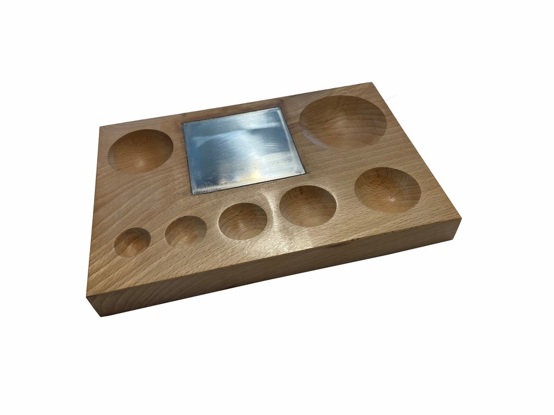 Proops Wooden Dapping Block With 7 Depressions and Steel Bench Block ...