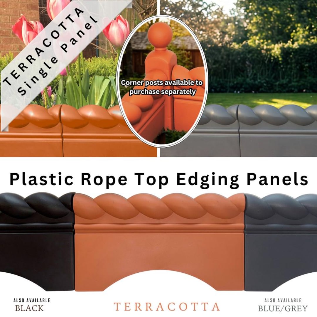 Garden Border / Lawn Edging Panels. Rope Top. Terracotta. Single Panel ...