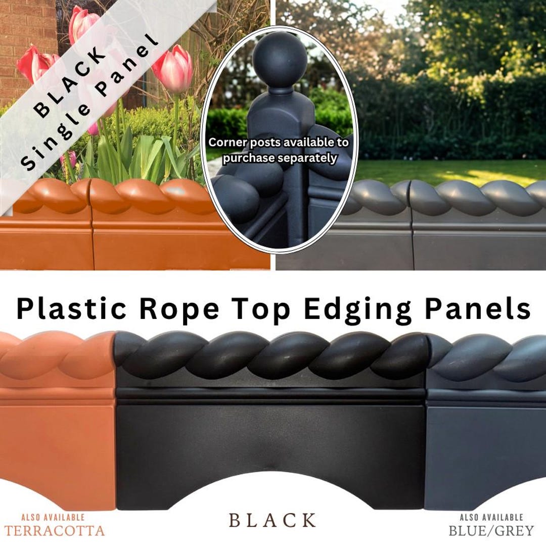 Garden Border / Lawn Edging Panel, Rope Top, Black. Single Panel. UK ...