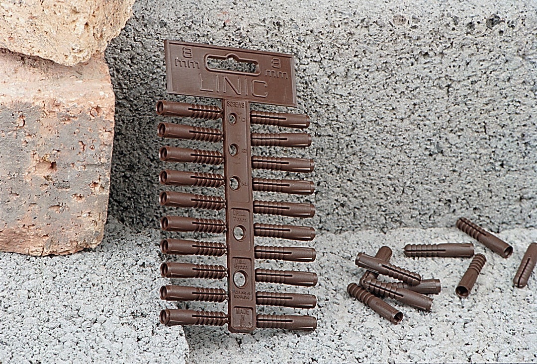 Linic UK Made Fixing Masonry Plastic Wall Plugs, 8mm X 100 5 Strips of ...