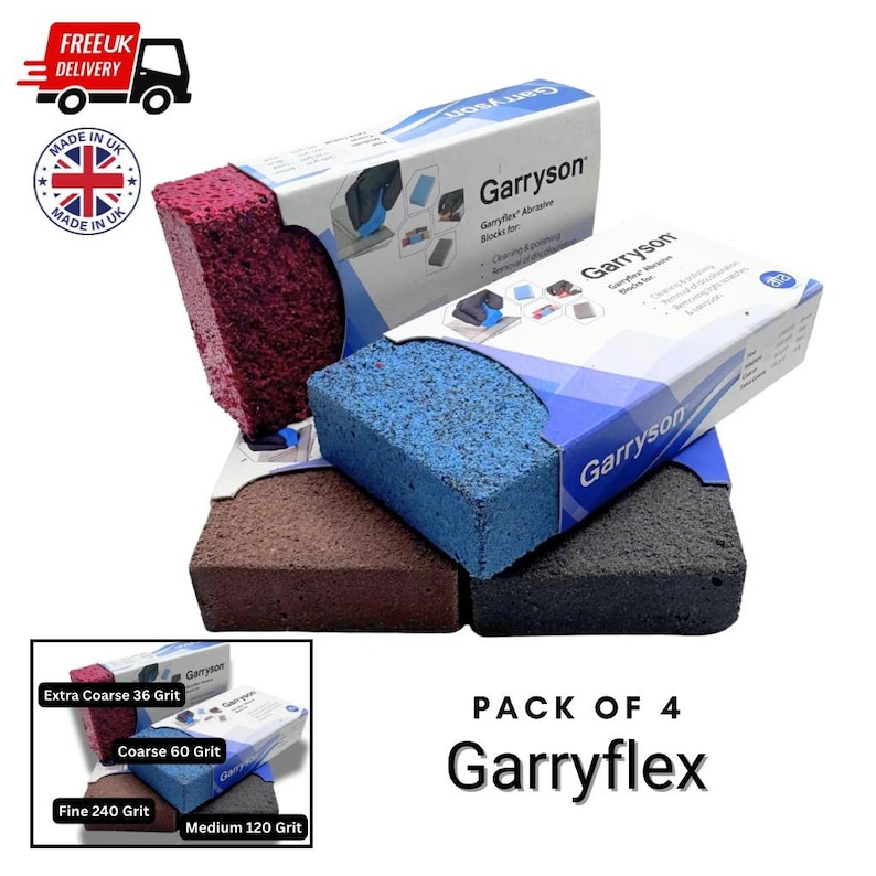 Garryflex Blocks, Set of 4, 36, 60, 120, 240 Grit Flexible Abrasive ...