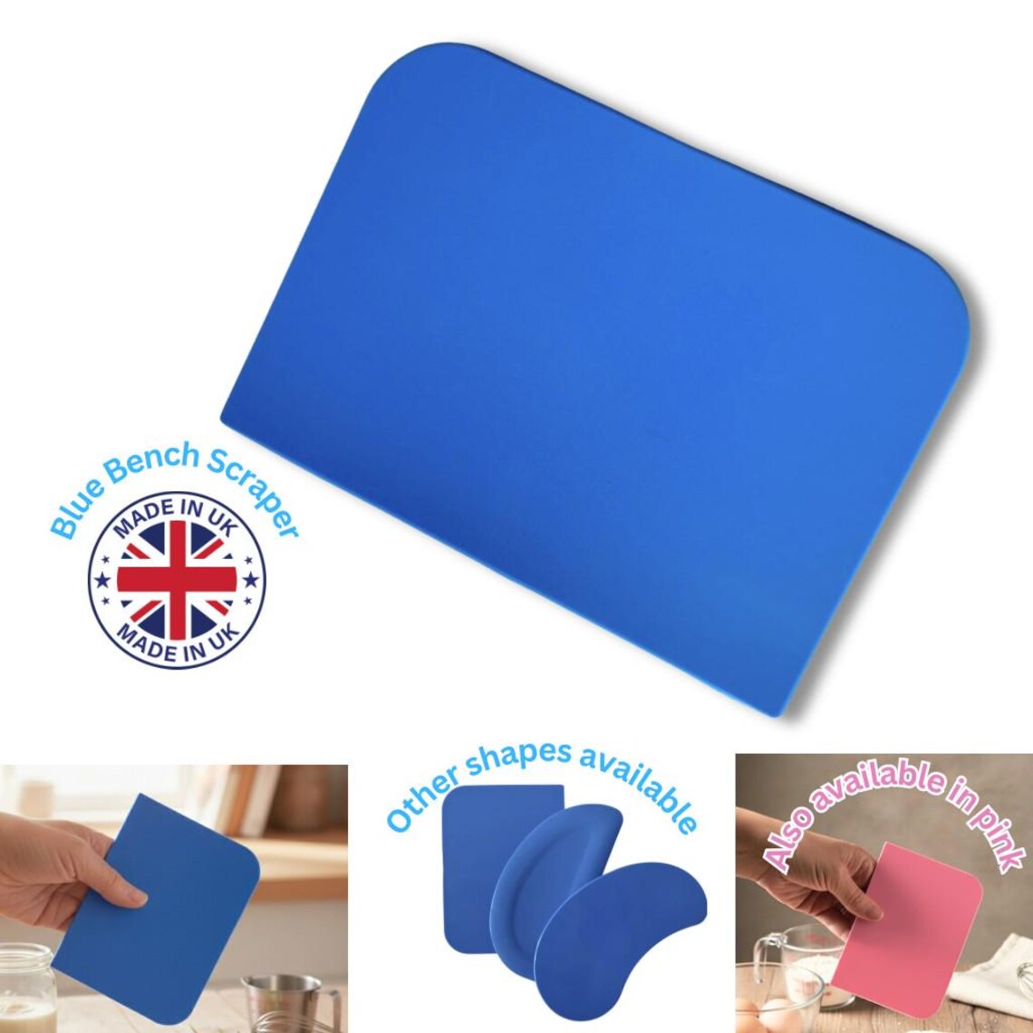 Linic Products UK Made Flexible Plastic Bench Scraper, Blue. Pastry ...