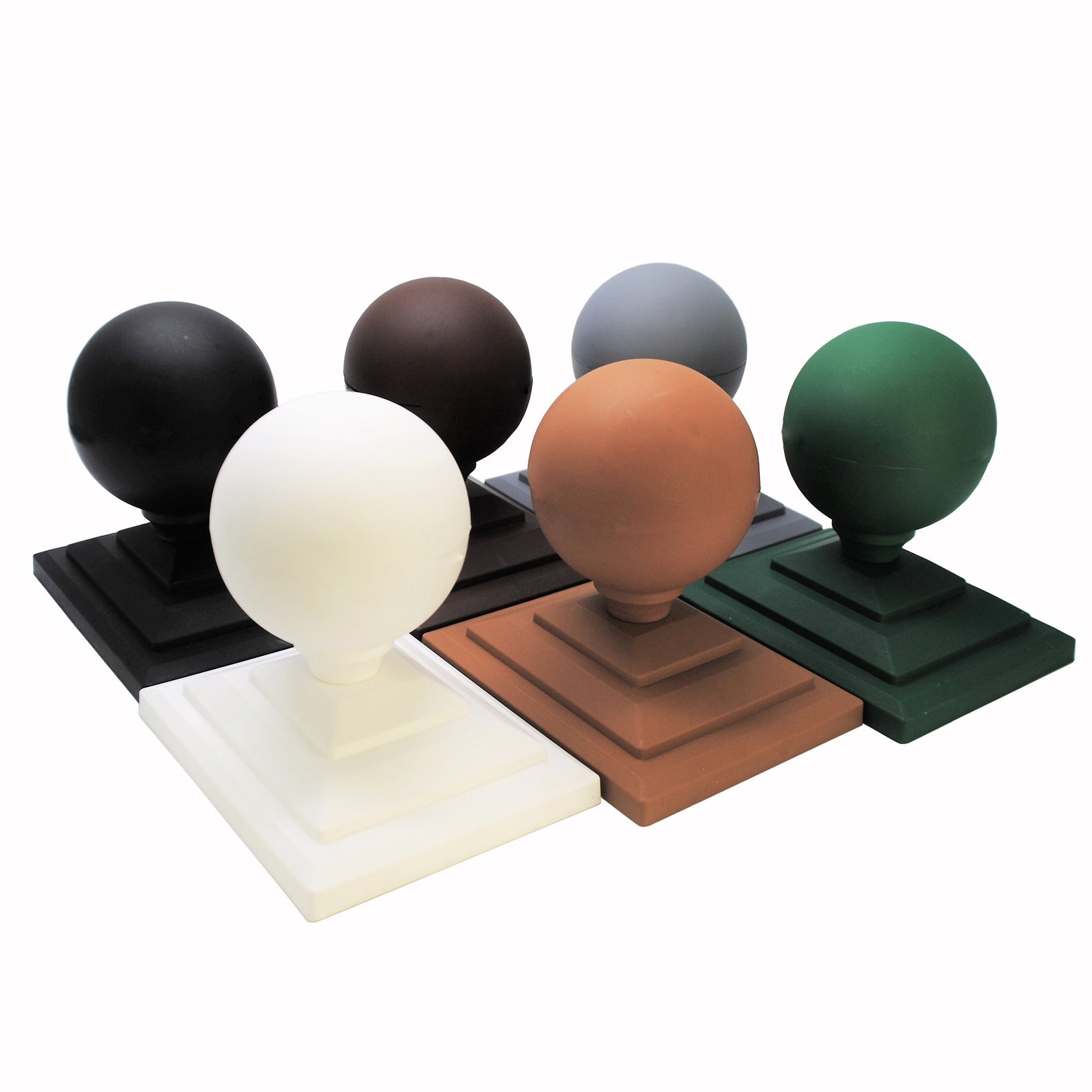 Fence Finial, Round/sphere Shape & 4"x3" Rectangular Fence Post Cap Set ...