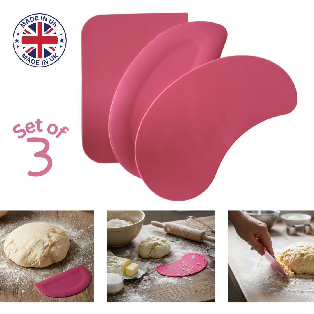 Linic Products UK Made Flexible Plastic Scraper Set, 3 Shapes, Pink ...