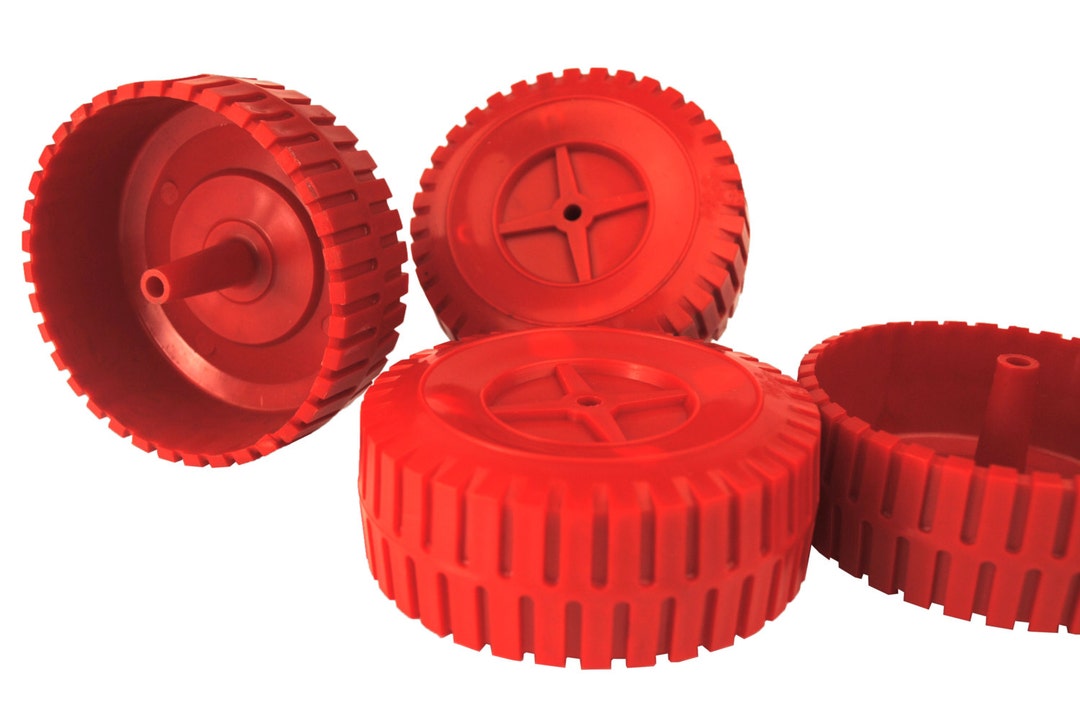 Proops 4 X 90mm Dia 5mm Red Bore Wheels With Tread. (S7317) Free UK ...