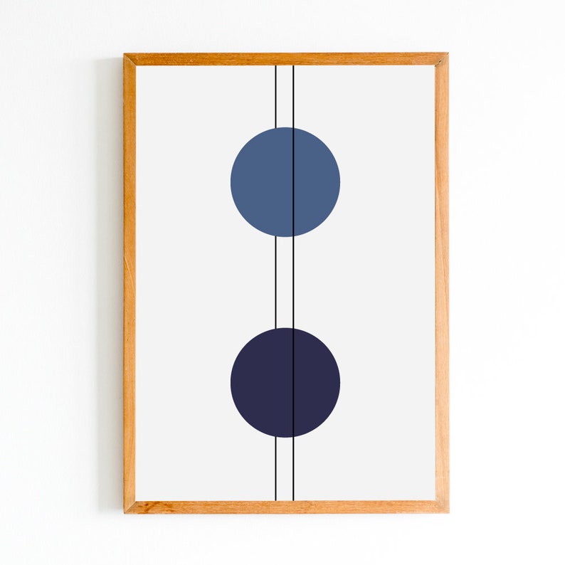 Blue Abstract Art Blue Geometric Printable Art Mid Century - Etsy