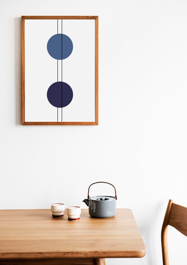 Blue Abstract Art Blue Geometric Printable Art Mid Century - Etsy